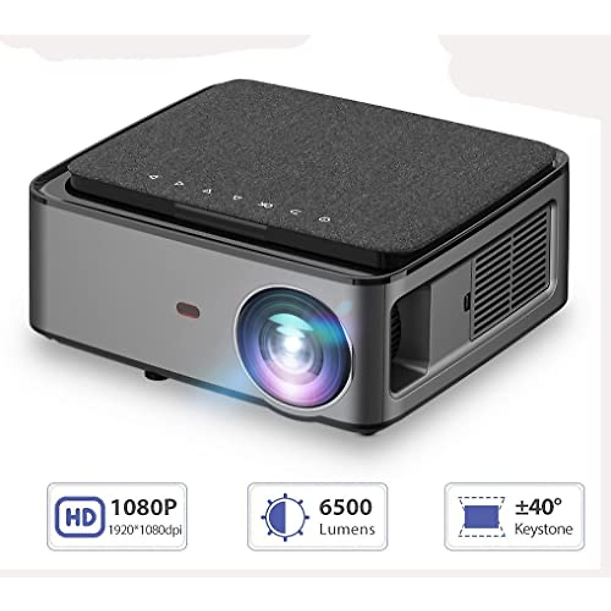 TOEWOE Mini Projector, Portable Video Projector, 50000 Hours Multimedia Home Movie Projector, Compatible with Full HD 1080P HDMI, USB, AV, Laptop, Smartphone