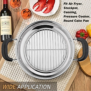 P&P CHEF Cooking Rack Round, Stainless Steel Round Rack for Cooking Cooling Steaming Baking, Fit Air Fryer Pot Pressure Cooker, 2 Pack -Oven & Dishwasher Safe, 7½ Inch