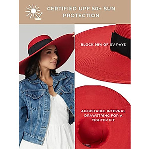 San Diego Hat Company Women's Adjustable Floppy SPF 50+ Sun Hat, Red, One Size