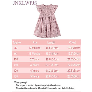 JNKLWPJS Toddler Girls Hollow Lace Pom Pom Flutter Sleeve Princess Party Dress Black 90CM