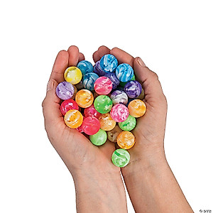 Fun Express Neon Marbleized Bouncy Balls - Bulk Set of 48 Small bouncey Balls