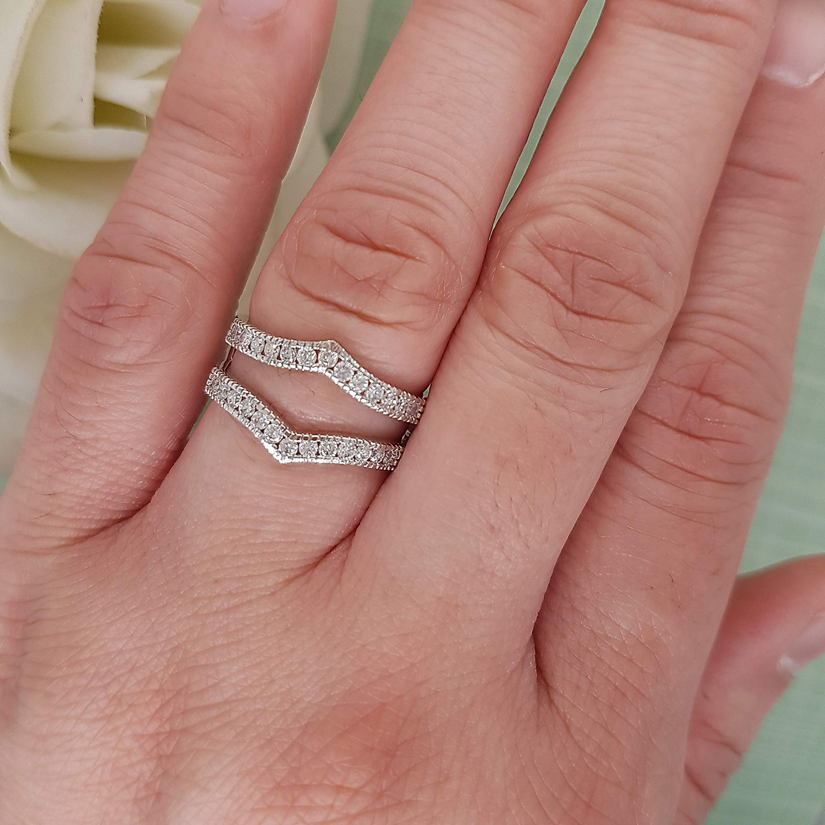 Dazzlingrock Collection 0.45 Carat (Cttw) Round White Diamond Women Wedding Enhancer Ring 1/2 CT, 18K White Gold, Size 9