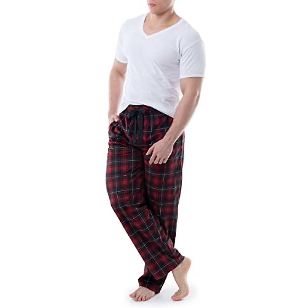IZOD Men's Silky Fleece Sleep Pant, Dark Red Plaid, 3X-Large