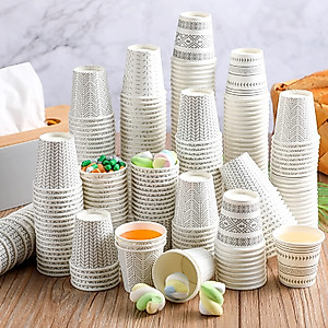 600 Pack Disposable 3 oz Paper Cups, Mouthwash Small Tasting Cups Bathroom Paper Coffee Cold Beverage Drinking Cup for Picnic, BBQ, Party, Travel and Event (Stylish)