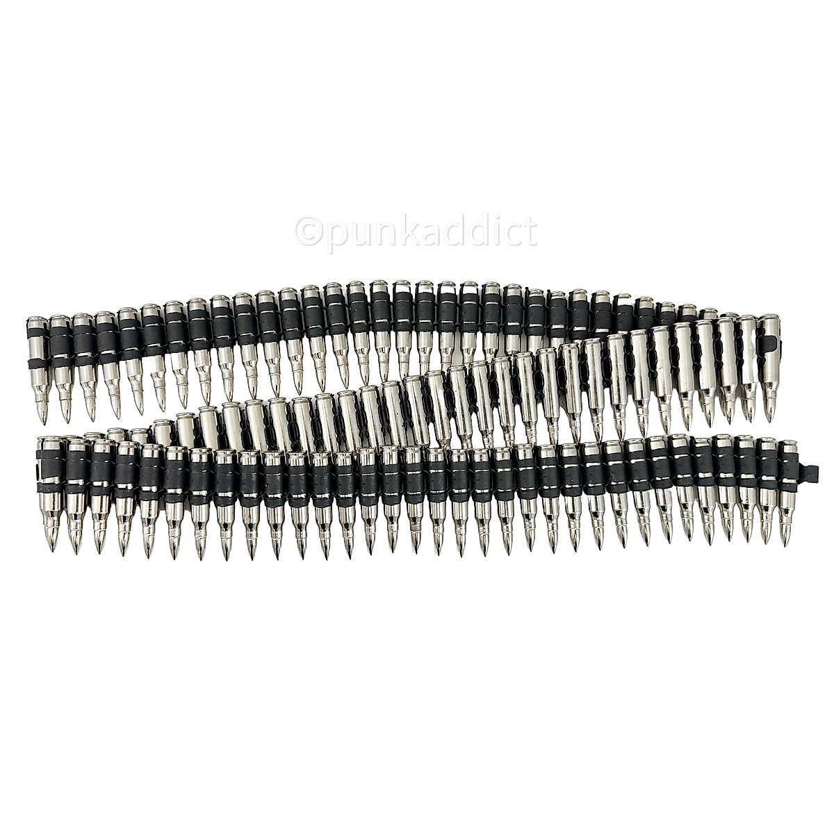 Bullet Belt .223 Caliber Nickel Shell Nickel Tip Defused Dummy Black Link 42" 90 Bullet Link