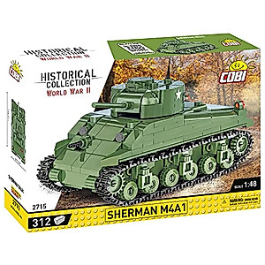COBI Historical Collection World War II Sherman M4A1 Tank, Green, 1:48 Scale