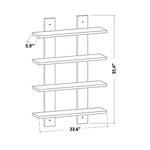 Bosfori Laurel Floating Wall Shelf, Floating Shelves, Utility Shelf, Wall Shelf, Modern Wall Shelves (White)