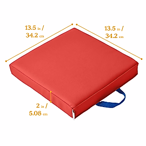 ECR4Kids SoftZone Floor Cushions, Square, Flexible Seating, Red, 6-Piece