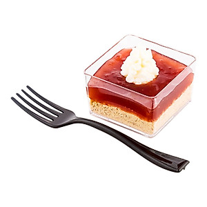 Restaurantware 4 Inch Mini Forks 500 Disposable Tiny Forks - Heavy-Duty Pair With Hors D'oeuvres Desserts or Samples Black Plastic Appetizer Forks For Parties Weddings Or Catering