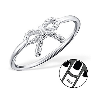 ICYROSE 925 Sterling Silver set of 3 Bow, Plain Pointed, Double Connected Above Knuckle Ring Mid Finger Top