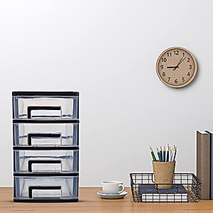 FOMIYES Storage Drawers 4 Layer Drawer Storage Tower Clear Drawers Closet Storage Box Storage Shelf Storage Rack for Office Bedroom Living Room Desk Organizer