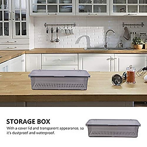 Cabilock Silverware Box Plastic Chopsticks Drain Storage Box Kitchen Tableware Storage Organizers Kitchen Cutlery Fork Utensil Storage Container Black Utensil Tray