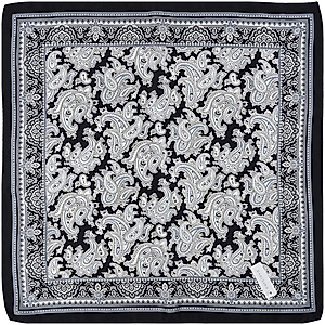 corciova Paisley White Black Western Neck Scarf Men Neckerchief 21x21 Women Silk Hair Scarf Ladies Short Bandana Purse Scarf