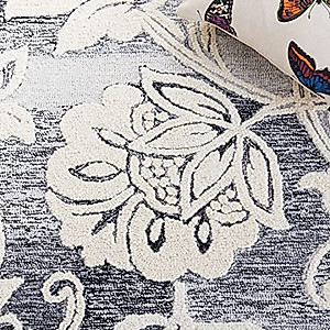 Safavieh Jardin Collection 6' x 9' Black/Ivory JAR731Z Handmade Floral Wool Blend Area Rug