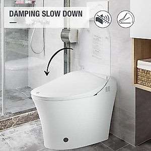 Luxury Smart Toilet with Wireless Remote, Multiple Spray Modes, Heated Seat with Warm Water Sprayer and Dryer, Foot Sensor Modern Toilet Bidet Automatic Flush Toilet