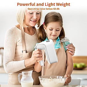 CBQ Hand Mixer Electric, 9 Speed 400W Handheld Mixer with Digital Display, Touch Button, Turbo, Snop-On Storage Case, 5 Stainless Steel Accessories, Mixer Electric Handheld for Cake, Cookie, Egg,
