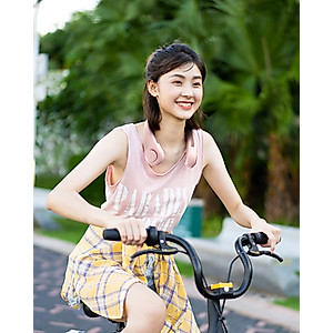 JISULIFE Neck Fan, Personal Wearable Fan, Portable Bladeless Fan, 3 Speeds Rechargeable, Battery Operated Neck Fan for Men Women 2024 Version-Pink