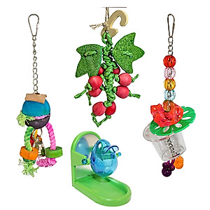 Cage Enhancement Set - Interactive Climbing Foraging Natural Branch Perch Cage Accessory Toy Bundle - for Sugar Gliders, Rats, Ferrets, Hamsters, Squirrels, Parrots, Birds, Marmosets, Degus, Monkeys