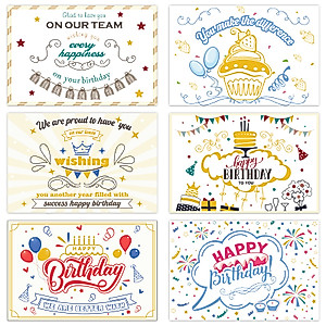 Junkin 24 Set Employee Birthday Cards with Envelopes, Encouragement Work Team Birthday Card Notecard Appreciation Cards for Business Office Colleagues