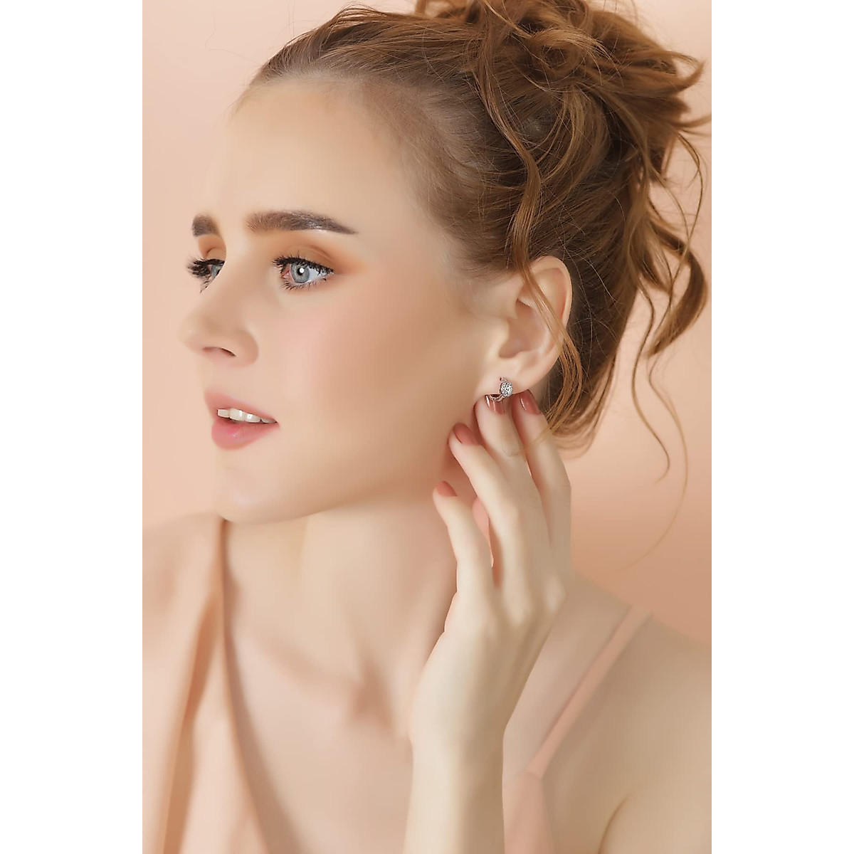 Sterling Silver 1/4 Carat Lab Grown Diamond Round Halo Huggie Hoop Earrings