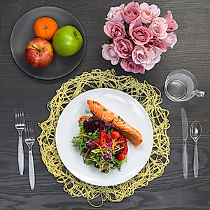 NYHI 400 Count of Premium Heavyweight Plastic Disposable Clear Knives Heavy Duty Sturdy Plastic Flatware Cutlery Set Is Excellent For Home Office Parties School Picnics Restaurants