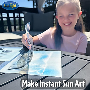 Starlight Cyanotype Kit Deluxe | Instant 8"x10" Cyanotype Paper – No Water Needed | 20 Sheets of Sun Paper, UV Flashlight & Art Stencils | Sun Printing Kit for Kids, Crafts & Science