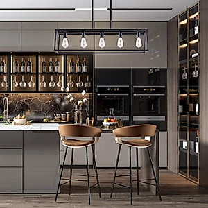 Sivilynus 5 Lights Island Lighting Black Dining Room Chandelier Farmhouse Hanging Light Fixture Modern Kitchen Island Linear Lighting Farmhouse Chandelier for Bar Restaurant