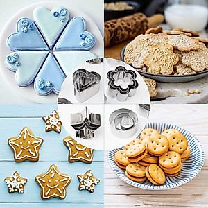 Geometric Shapes Cutters Set, DIY Stainless Steel Metal Cookie Cutters Set, Star Flower Hexagon Round Heart Square Triangle Oval Stainless Steel Cutter for Baking (24 Pcs Small Cookie Cutters)