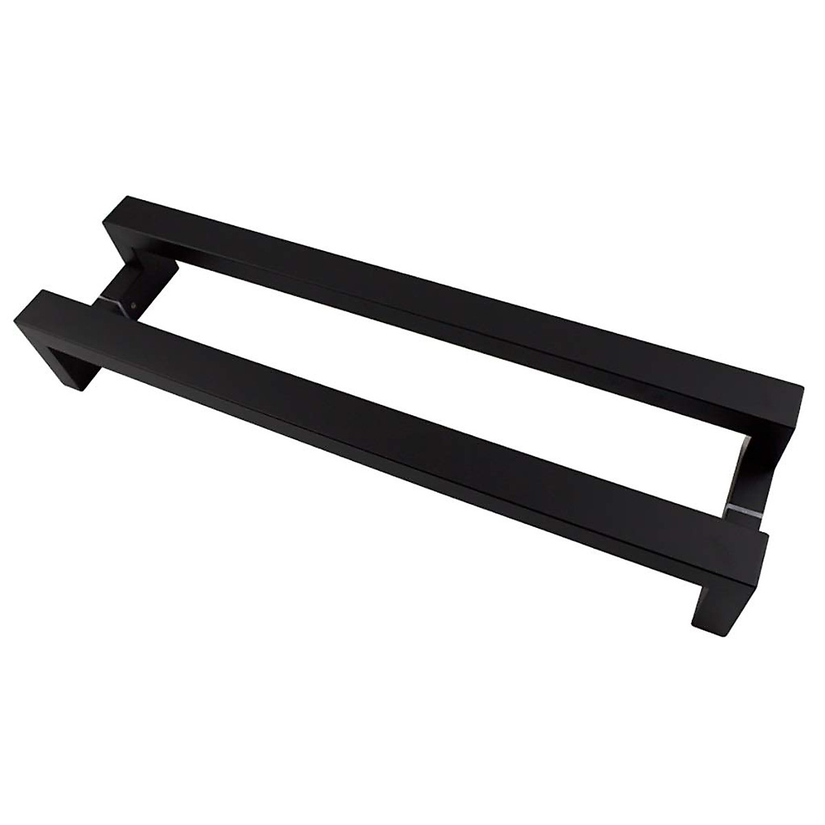 Door Hardware, Black Stainless Steel Double Curved Square Tube Glass Door Handle KTV Push-Pull Door Handle Sliding 3 Lengths -600×575mm