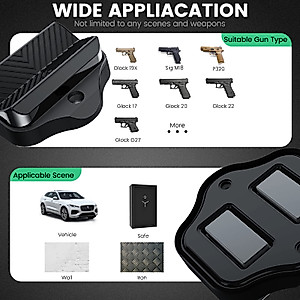 DINGDOON Double-Sided Gun Magnet Mount, Nondestructive Installation Magnetic Handgun Holster in Vehicle, Car, Cashier, Safe, Tactical Pistol Holder for Concealment Compatible with Revolver