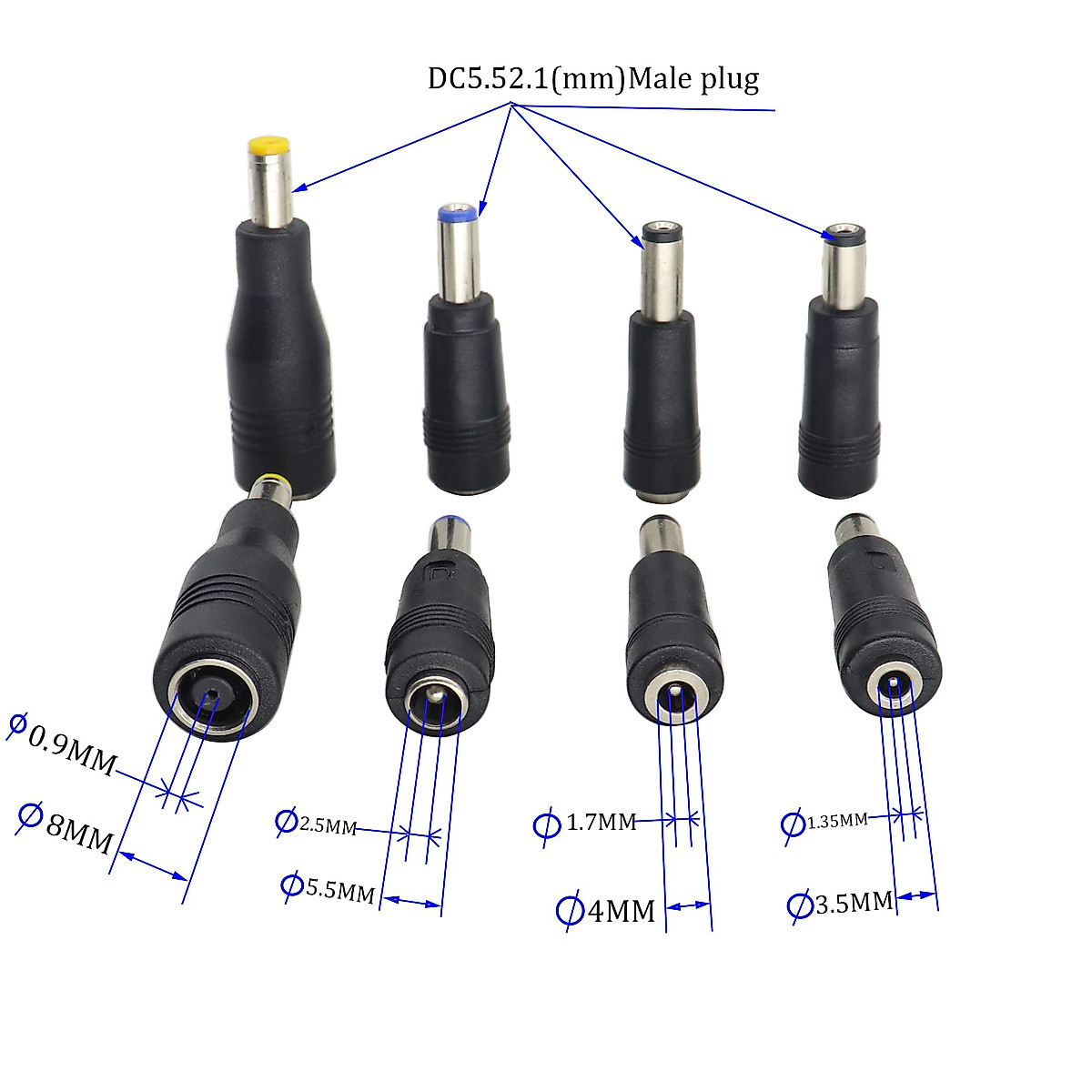 HCFeng 14AWG SAE to DC Power Cable SAE to DC5521 Female Adapter Cable withDC8*0.9/6.5*3/5.5*2.5/4*1.7/3.5*1.35(MM)/SAE Polarity Reverse Adapter for Solar Panel Charger (2ft/60cm)(2pack)