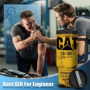 Equoza CAT 40oz Tumbler with Handle Lid and Straw Funny Tumbler For Men Dad Classic Creative Gift Double Wall Vacuun Stainless Steel Travel Mug Insulated Cup (CAT 1R-1807)