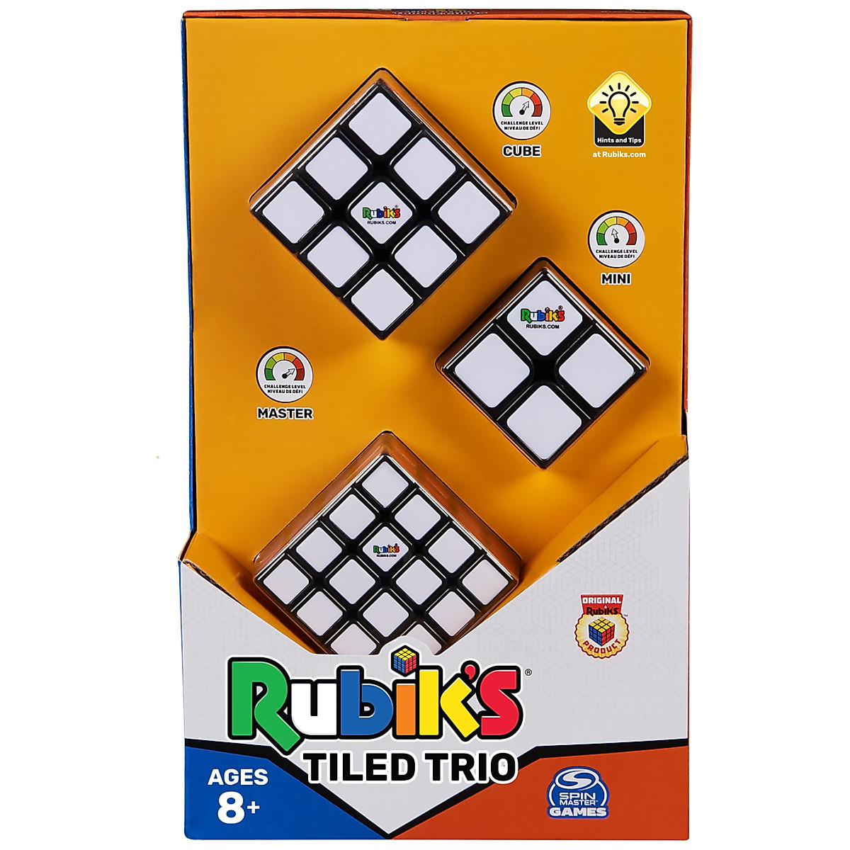 Rubik’s Solve The Cube, 4-Pack Bundle Edge 2x2 Mini 3x3 Original 4x4 Master Brain Tease Toy Gift Set, for Adults & Kids Ages 8 and up Amazon Exclusive