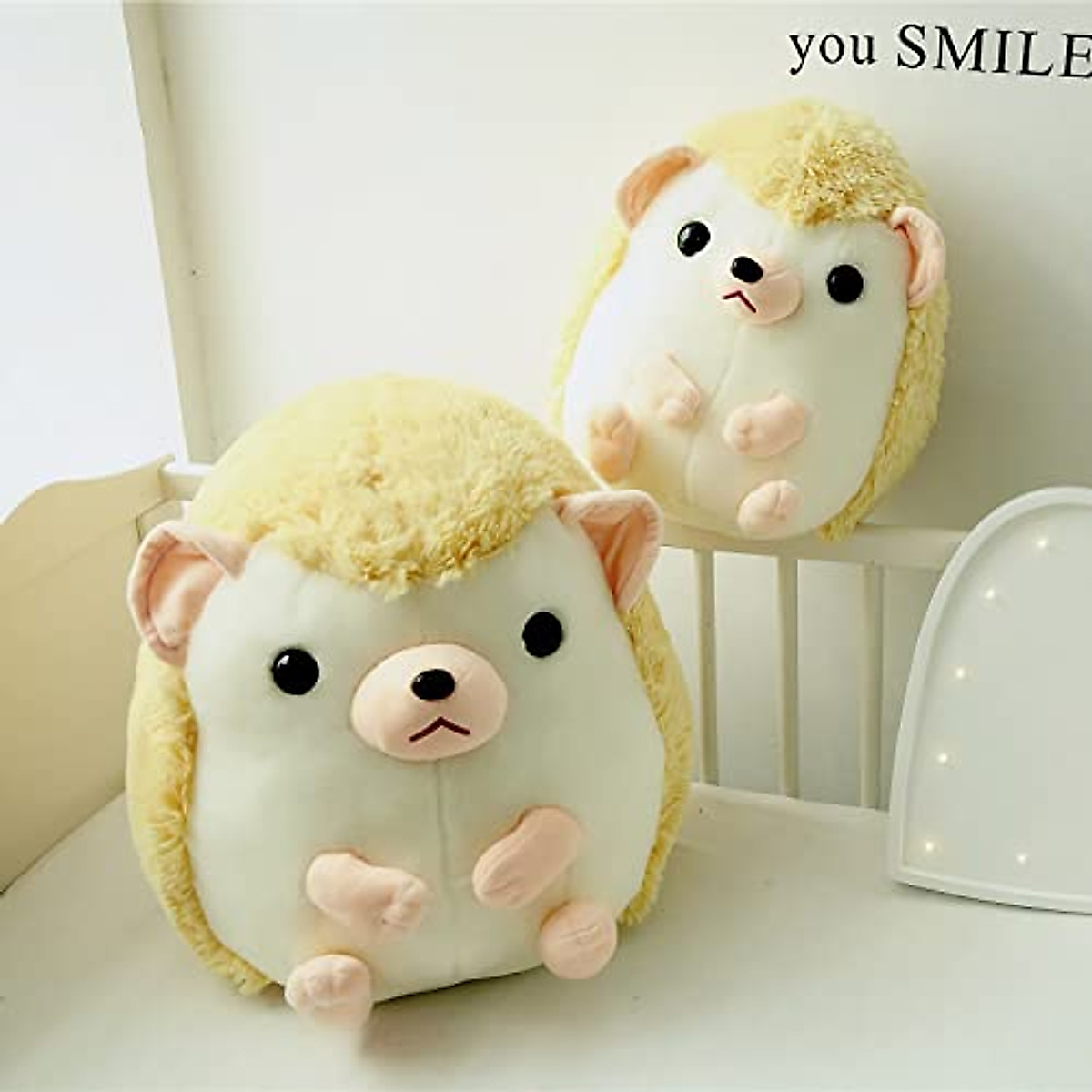 CHDGIOHA Cute Hedgehog Stuffed Animal Plush Body Pillow - Kawaii Yellow Plushie, 13.7'' Chubby Plush Toy Pillow, Super Soft Hedgehog Doll, Birthday Gift for Him & Her(Yellow,Medium)