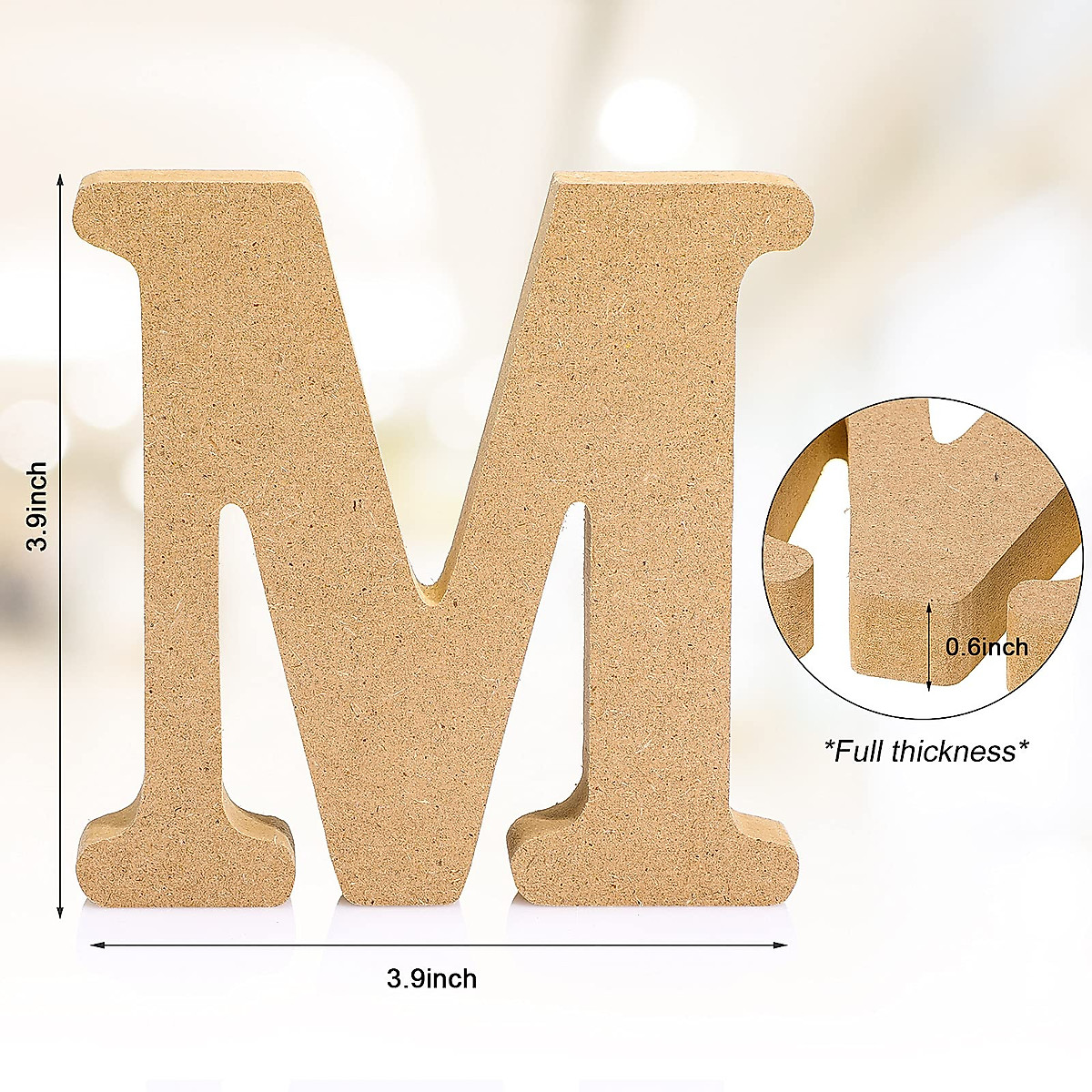 4 Inch DIY Wooden Letters for Crafts Easter Alphabet Letters for Table Decoration Paintable Decorative Letters Standing Letters Slices Sign Board Decoration for Craft Home Party Projects (M Style)