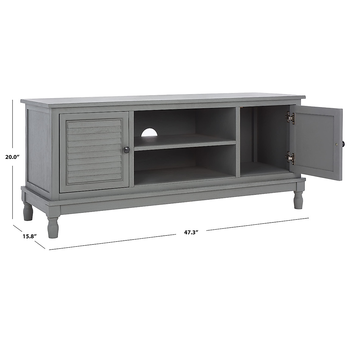 SAFAVIEH Home Collection Tate Distressed Grey 2-Door 1-Shelf Entertainment Stand up to 55" Flatscreen TV Media Unit