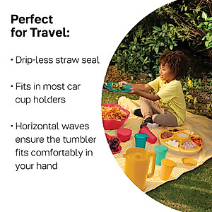 Tupperware Brand Impressions 16 oz Tumblers - Set of 4 - Dishwasher Safe & BPA Free - Mess-Free Reusable Plastic Cups with Lids