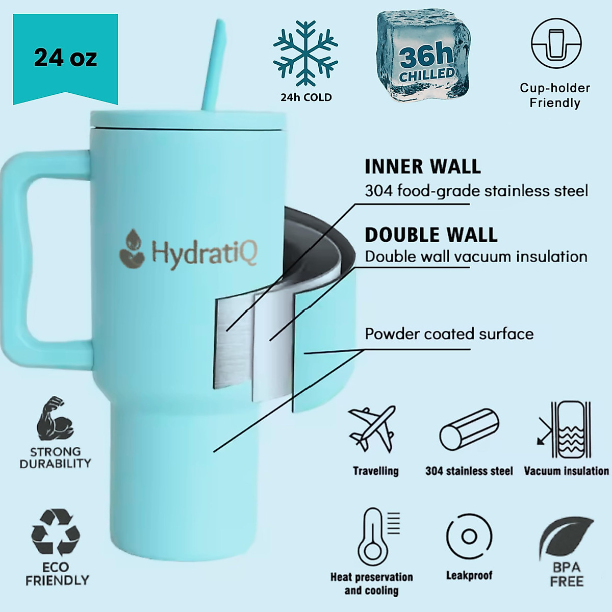 24 oz Insulated Tumbler Kids with Handle, Spill Proof Kids Water Bottle, Leak Proof Cup with straw Lid, Women, Teen, Toddler, Adults, Children Tumbler