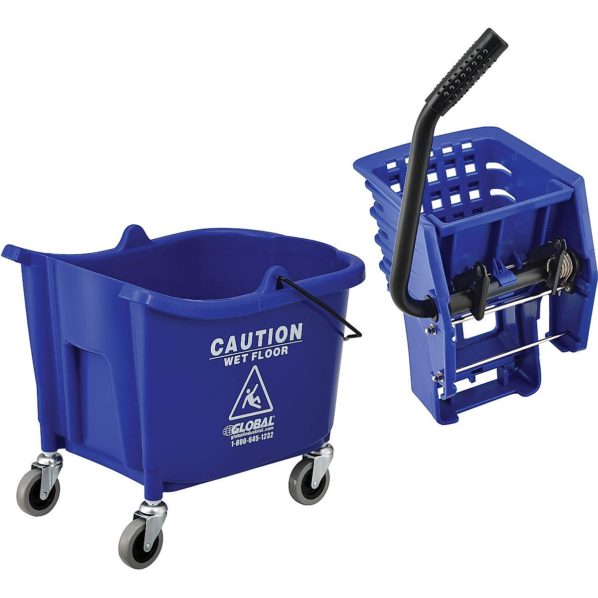 Global Industrial Mop Bucket And Wringer Combo with Side Press, Blue