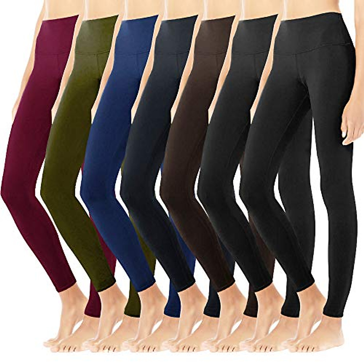 Diravo 7 Pack Womens High Waisted Leggings Soft Athletic Tummy Control Pants for Running Workout Pants