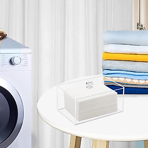 Weiai Acrylic Dryer Sheet Holder, Clear Dryer Sheets Box Container for Laundry Dispenser Storage