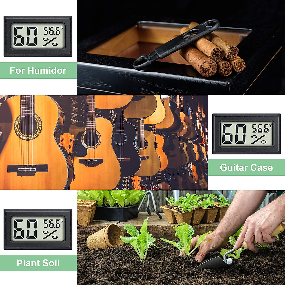 4-Pack Mini Digital Thermometer Hygrometer Indoor Humidity Monitor Temperature Humidity Gauge Meter with Fahrenheit (℉) for Humidors, Greenhouse, Garden, Cellar, Closet, Fridge Etc by DWEPTU