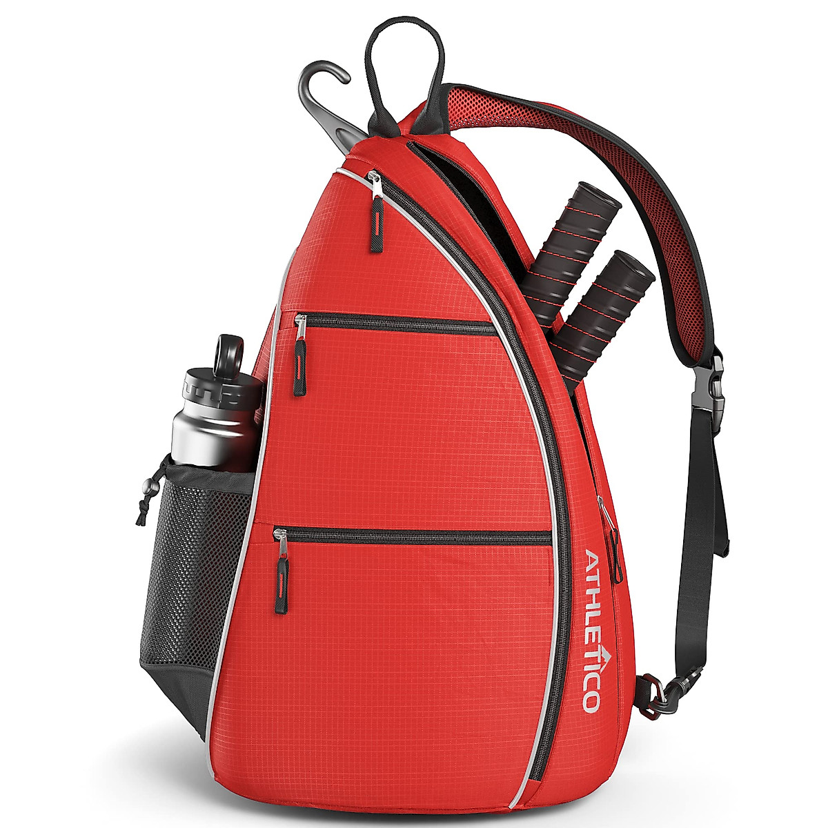New Athletico Sling Bag - Crossbody Backpack for Pickleball, Tennis, Racquetball, and Travel for Men and Women (Red)