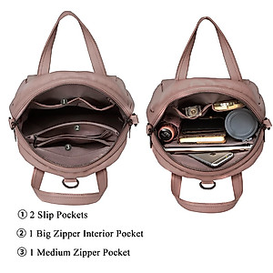 Kasqo Small Backpack Purse for Women, Convertible Faux Leather Bag for Ladies Travel Casual Daypack Fashion Shoulder Bag, Pink