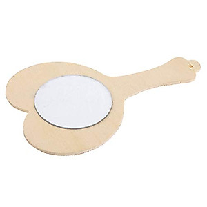 FRECI 10pcs Wooden Handheld Mirror Unfinished Wooden Toys for Kids DIY Wood Crafts Toy - Heart