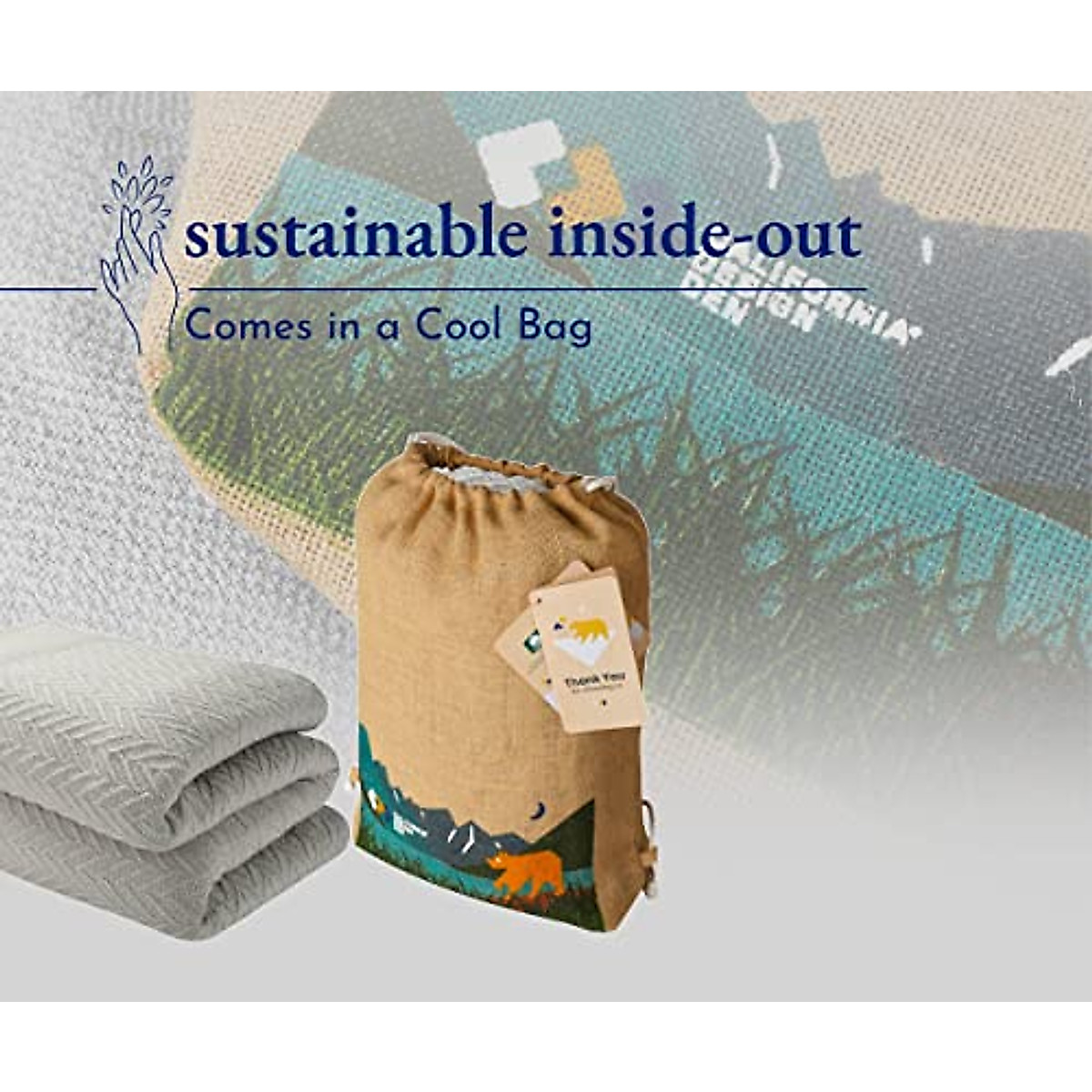 California Design Den 100% Cotton Blanket Queen Size/Full Size, Lightweight & Breathable Bed Blanket for Summers, Herringbone Design, Light Gray Queen Blanket, All-Season Throw (Light Gray)