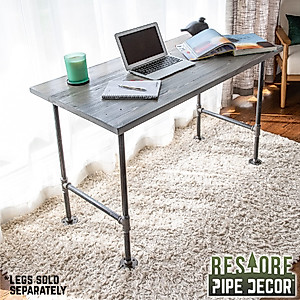 Restore by Pipe DÉCOR Solid Wood Office Desk Top, Reclaimed Ponderosa Pine Wood in Riverstone Grey, 48 in. x 24 in. x 1.25 in.