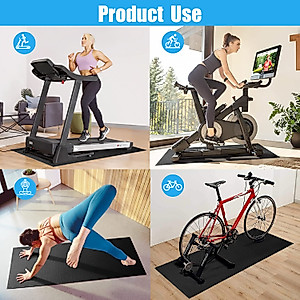 QUWEI Bike Training Mat,Exercise Bike Mat Bicycle Trainer Hardwood Floor Carpet Protection Workout Mat for Indoor Treadmill Stationary Bike Mat For Peloton Spin Bikes,Thick Mats for Exercise Equipment