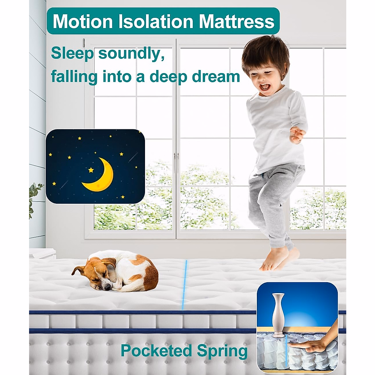 BedStory Queen Mattress, 14 Inch Medium Firm Hybrid Mattress in a Box, Cooling Gel-Infused Memory Foam with Individual Pocket Springs Motion Isolation, Fiberglass Free Mattress, Pressure Relief