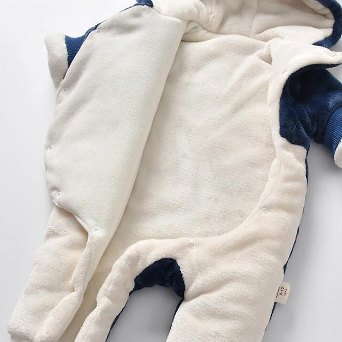 Fairy Baby Newborn Baby Cartoon Bear Snowsuit Warm Fleece Hooded Romper Jumpsuit Onesie(0-3M,Blue Bear)